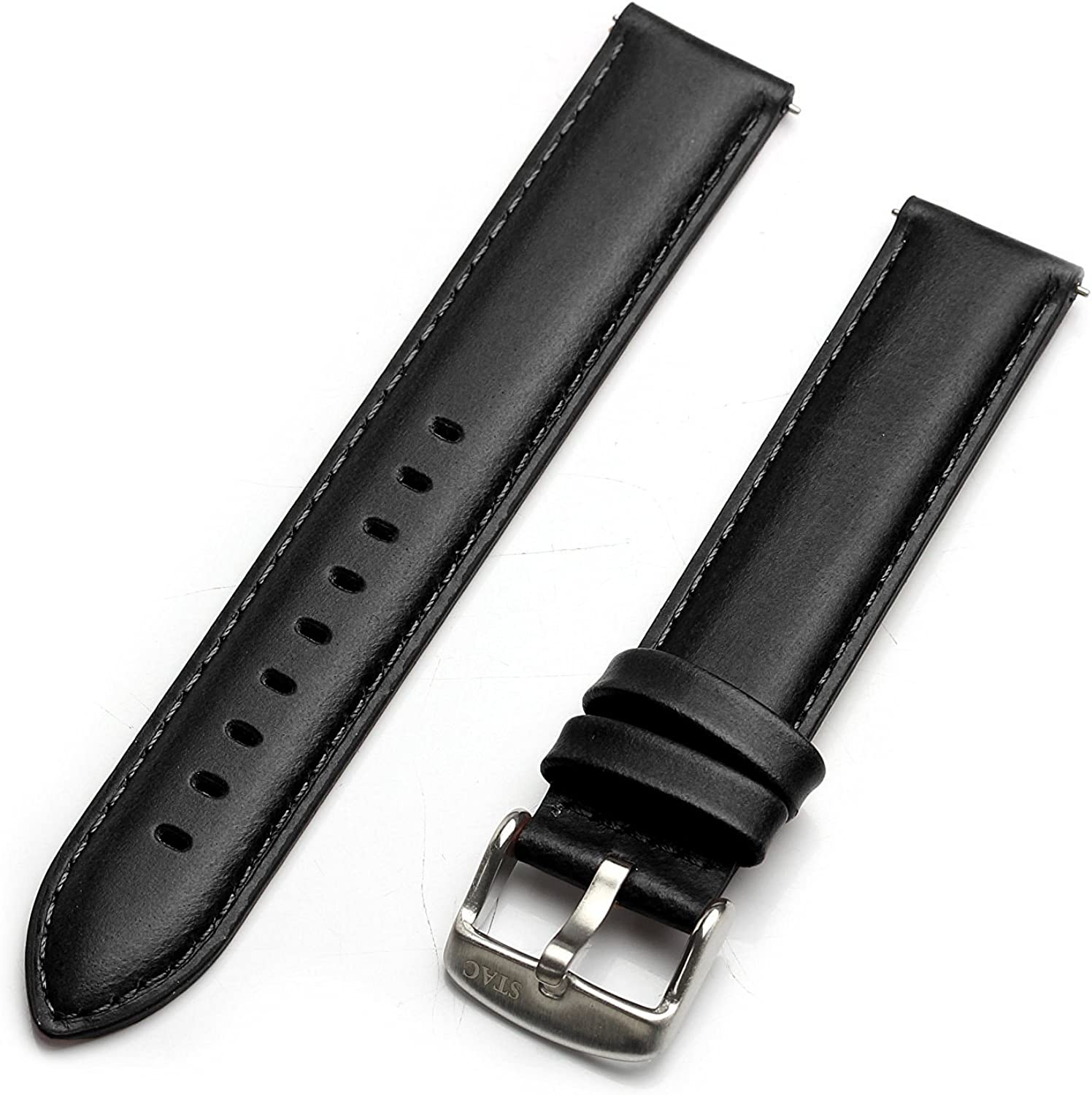 Replacement belt belt width 18mm Italian leather smooth black – The STAC