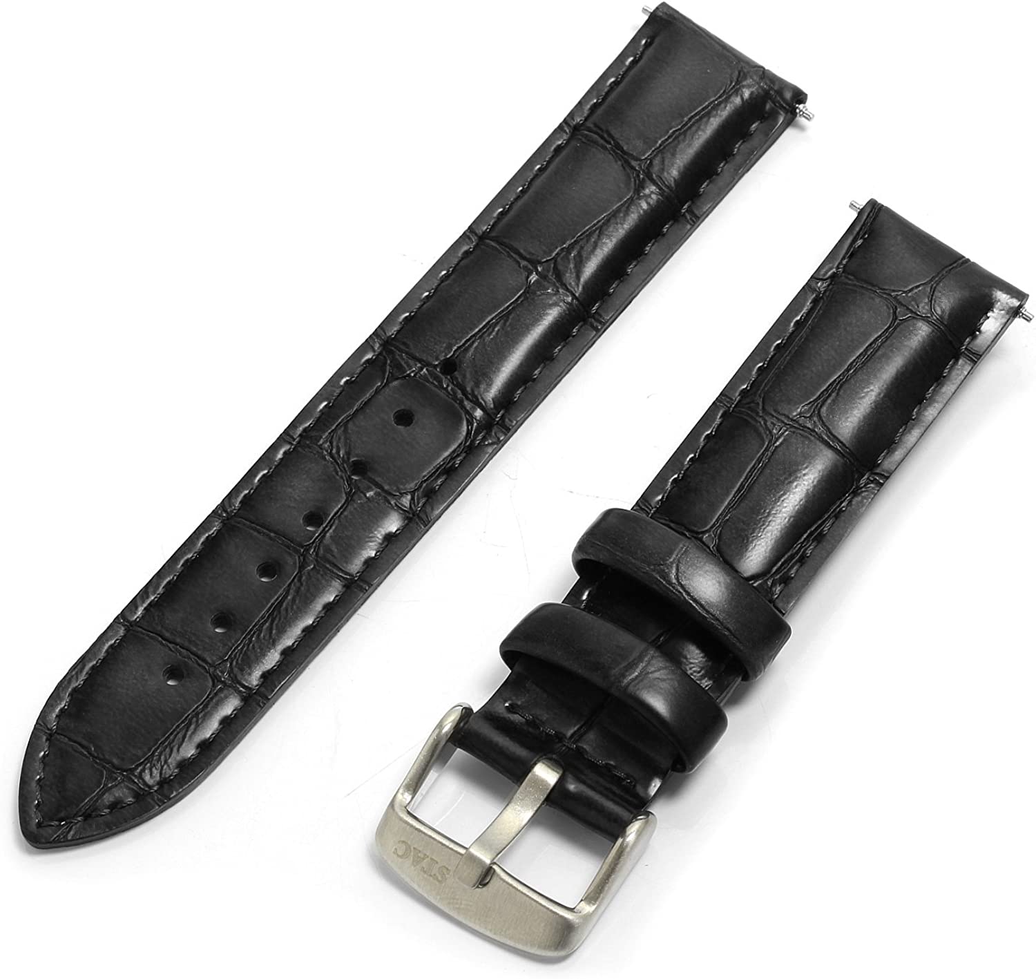 Replacement belt belt width 18mm Italian leather croco embossed black ...